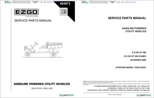 E-Z-GO Utility Vehicle Manuals - Golf Cart Parts, Manuals & Accessories ...