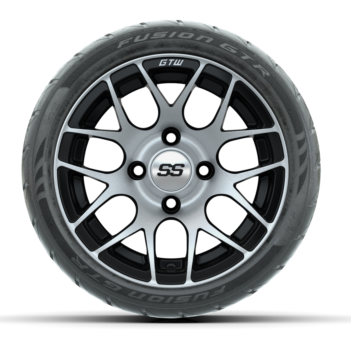 12” GTW Pursuit Black/Machined Wheels with Fusion GTR Street Tires – Set of 4 - Golf Cart Parts ...