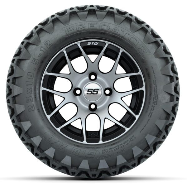 12” GTW Pursuit Black/Machined Wheels with Predator All-Terrain Tires ...