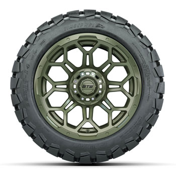 Set of 4 - 14 inch GTW Bravo Matte Recon Green Wheels with 22 inch ...